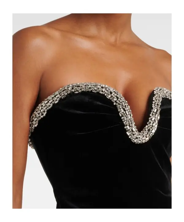 Roland Mouret Embellished Strapless Slit Dress