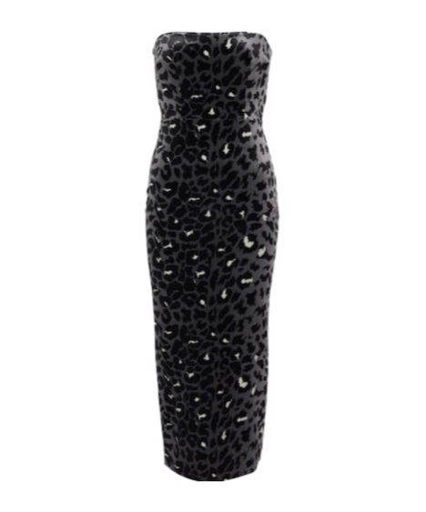 Alex Perry Leopard-print Strapless Velvet Midi Dress