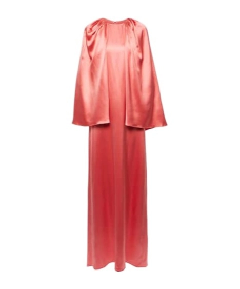 Monique Lhuillier Caped Silk Satin Gown