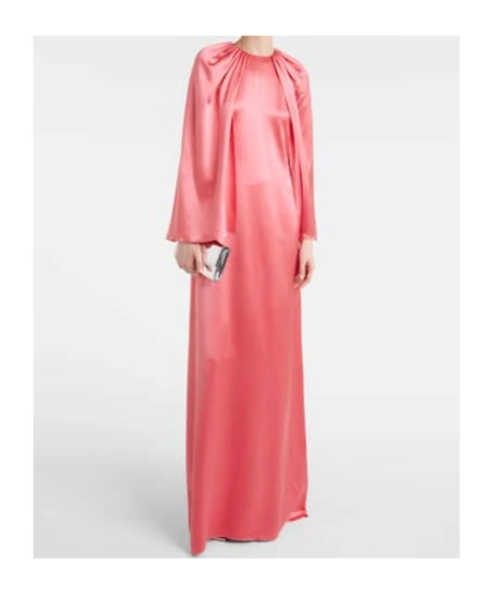 Monique Lhuillier Caped Silk Satin Gown