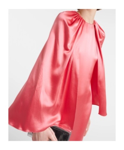 Monique Lhuillier Caped Silk Satin Gown