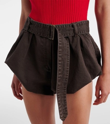 Magda Butrym Belted Cotton Canvas Shorts