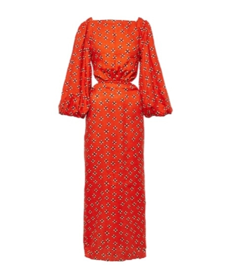 Johanna Ortiz Printed Linen Midi Dress - Red