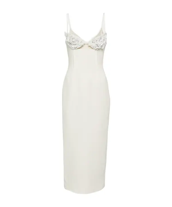 David Koma Embellished Cady Midi Dress - White