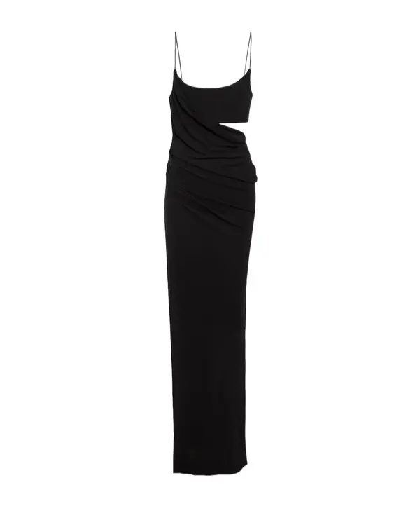 Alex Perry Asymmetrical Pleated Knit Maxi Skirt