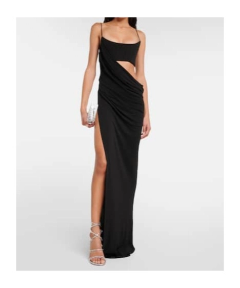 Alex Perry Asymmetrical Pleated Knit Maxi Skirt