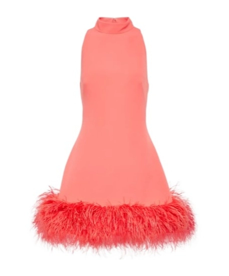 Safiyaa Feather-trimmed Crepe Mini Dress