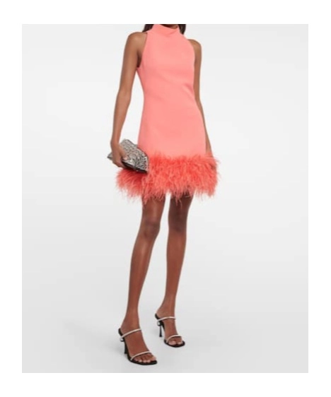 Safiyaa Feather-trimmed Crepe Mini Dress