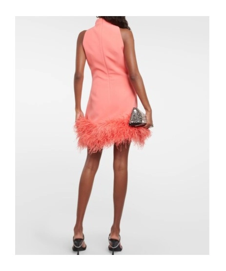 Safiyaa Feather-trimmed Crepe Mini Dress