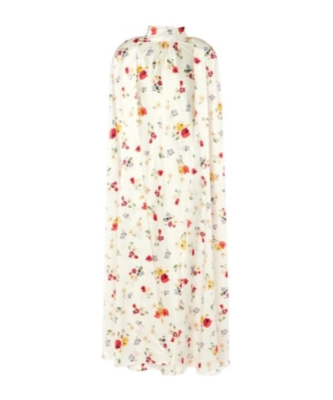 RODARTE Floral Caped Silk Maxi Dress - White