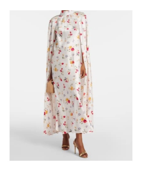 RODARTE Floral Caped Silk Maxi Dress