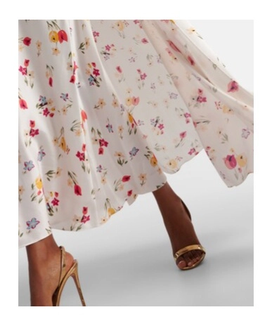 RODARTE Floral Caped Silk Maxi Dress