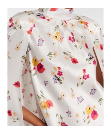 RODARTE Floral Caped Silk Maxi Dress