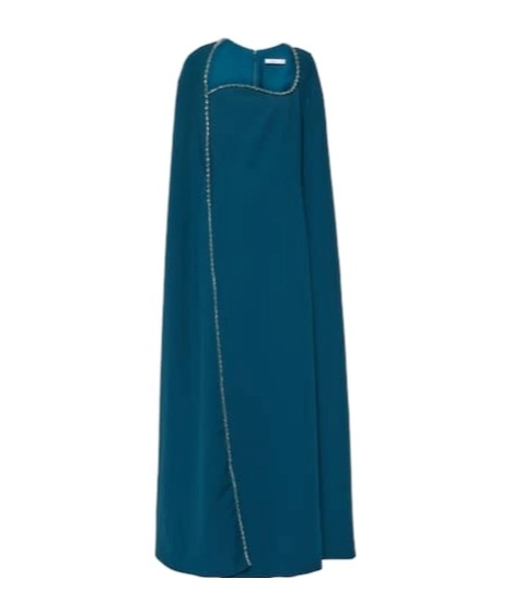 SAFIYAA LONDON Mattia Embellished Caped Crêpe Gown