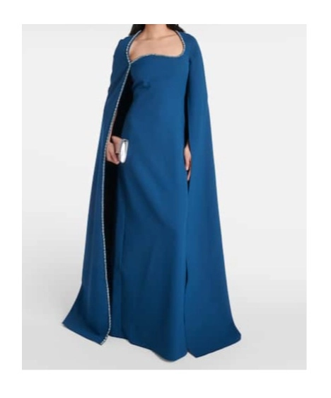 SAFIYAA LONDON Mattia Embellished Caped Crêpe Gown