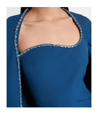 SAFIYAA LONDON Mattia Embellished Caped Crêpe Gown