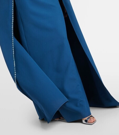 SAFIYAA LONDON Mattia Embellished Caped Crêpe Gown