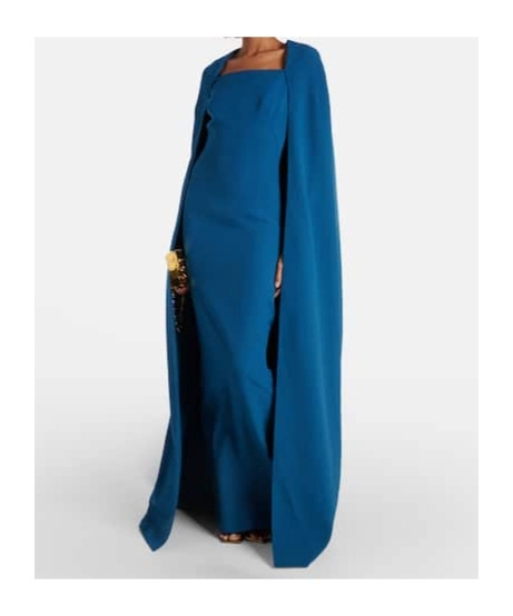 SAFIYAA LONDON Cinza Caped Crepe Gown