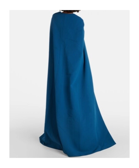 SAFIYAA LONDON Cinza Caped Crepe Gown
