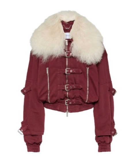 Blumarine Cropped Shearling-trimmed Denim Jacket