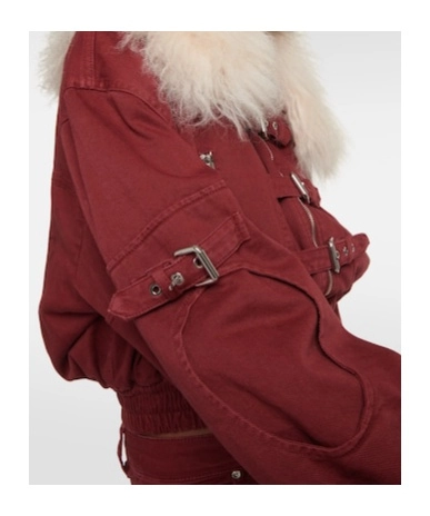 Blumarine Cropped Shearling-trimmed Denim Jacket