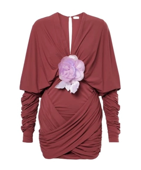 Magda Butrym Draped Floral-appliqué Jersey Minidress - Red