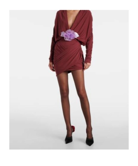 Magda Butrym Draped Floral-appliqué Jersey Minidress