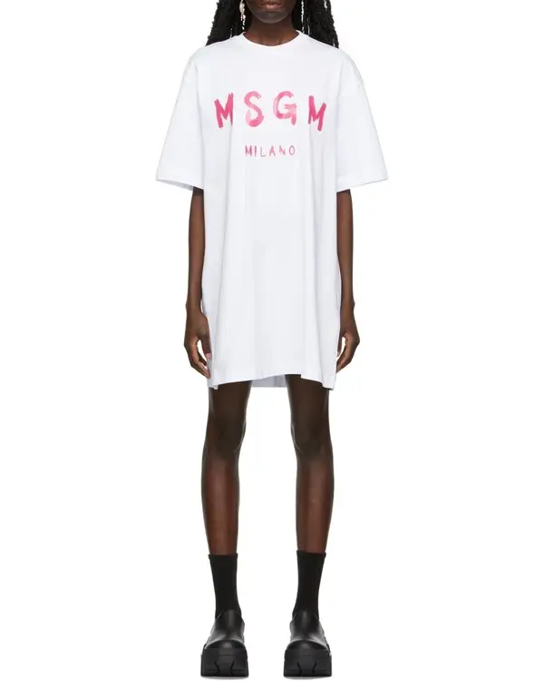 MSGM Logo Print Round-neck Dress