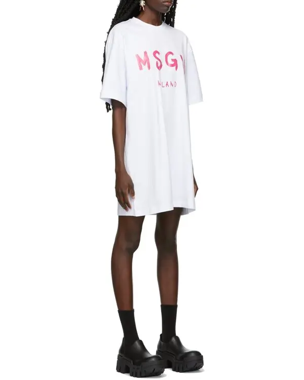 MSGM Logo Print Round-neck Dress