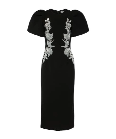 Rebecca Vallance Monroe Puff-sleeve Embellished Midi Dress - Black