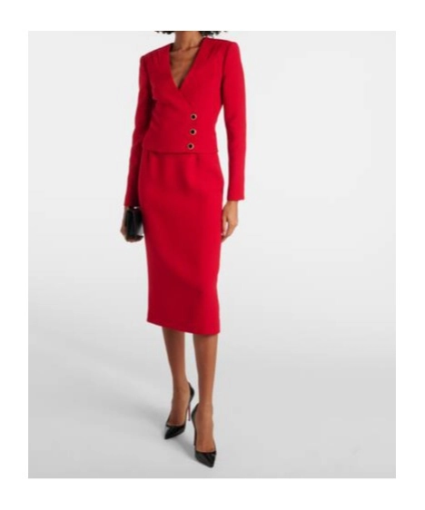 Alessandra Rich Pleated Wool Blazer