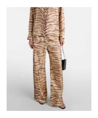 Stella McCartney Printed Silk Wide-leg Pants - Nude