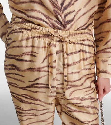 Stella McCartney Printed Silk Wide-leg Pants - Nude