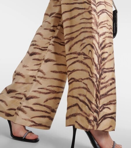 Stella McCartney Printed Silk Wide-leg Pants - Nude