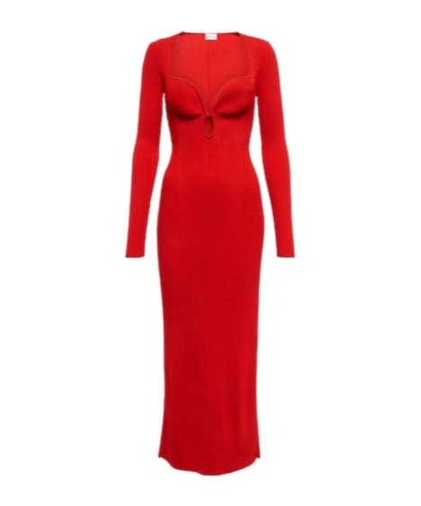 Magda Butrym Cutout Ribbed-knit Midi Dress - Red