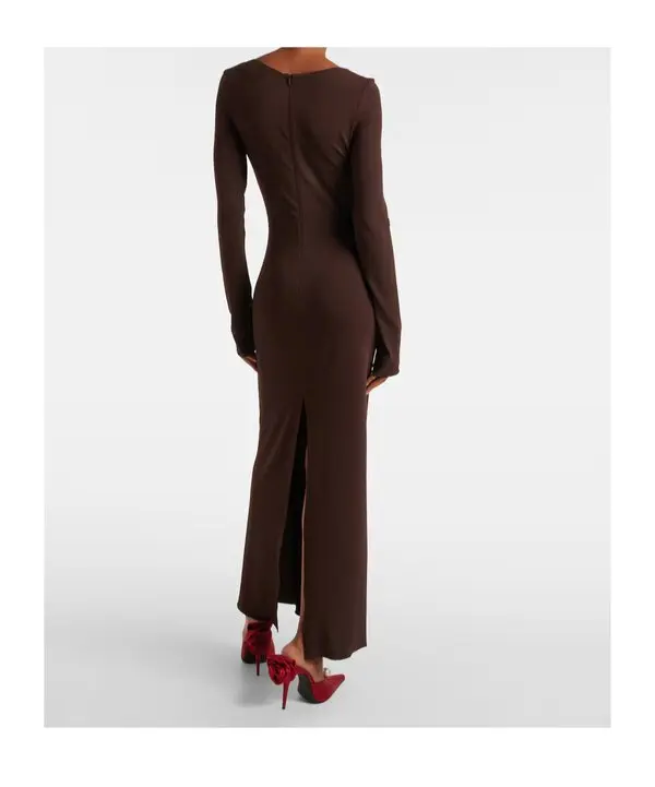 Magda Butrym Floral Applique Jersey Maxi Dress - Brown