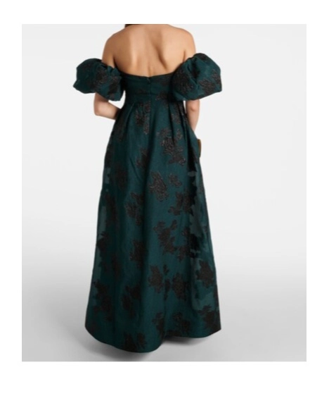 Rebecca Vallance Off-shoulder Puff Sleeve Gown With Gold And Silver Thread Detail