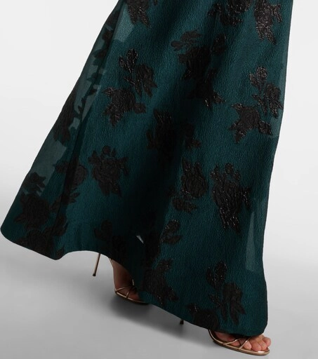 Rebecca Vallance Off-shoulder Puff Sleeve Gown With Gold And Silver Thread Detail