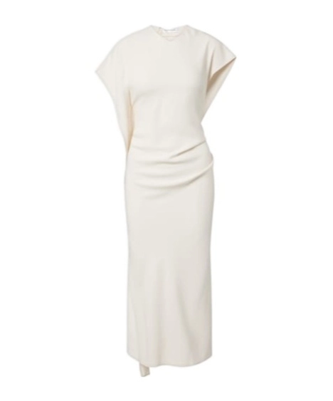 Victoria Beckham Draped Crêpe Satin Midi Dress - White