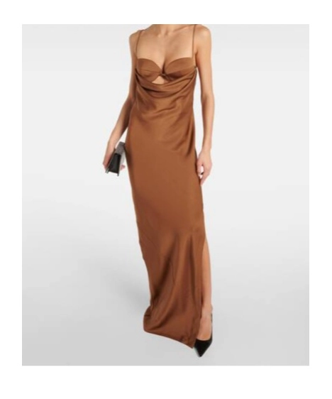 Alex Perry Cutout Draped Satin Crêpe Gown - Brown