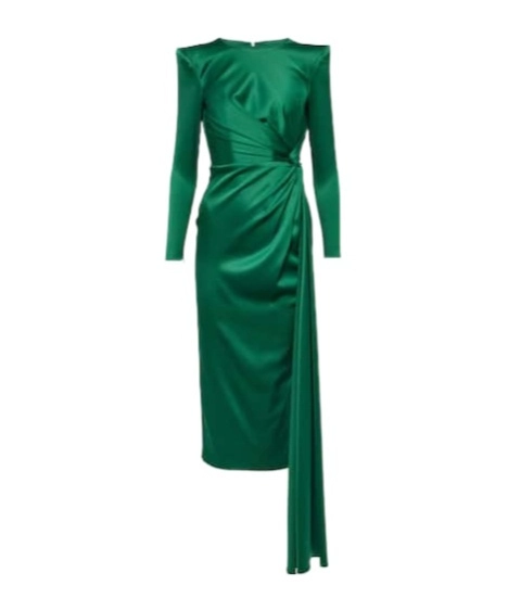 Alex Perry Draped Satin Crepe Midi Dress - Green