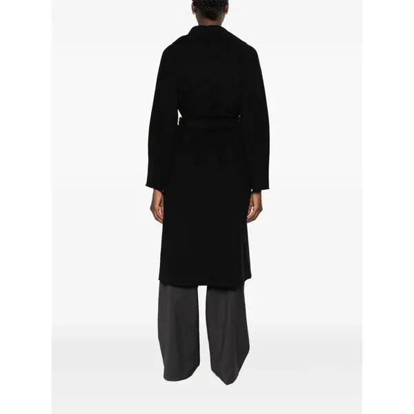 Max Mara Long Sleeved Belted Coat - Black