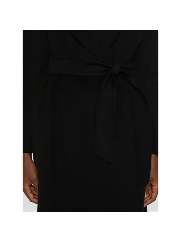Max Mara Long Sleeved Belted Coat - Black