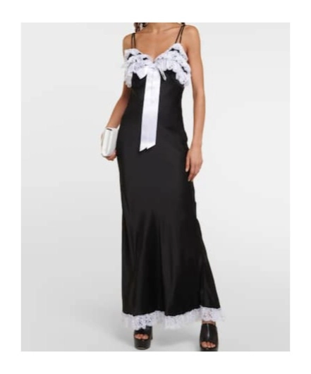 RODARTE Lace-trimmed Silk Maxi Dress