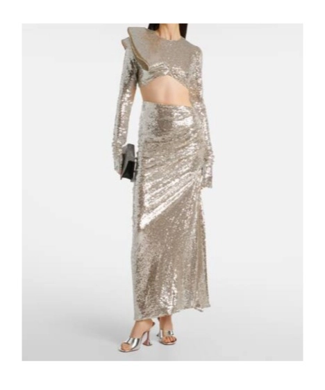Maticevski Luna Draped Sequin Maxi Skirt