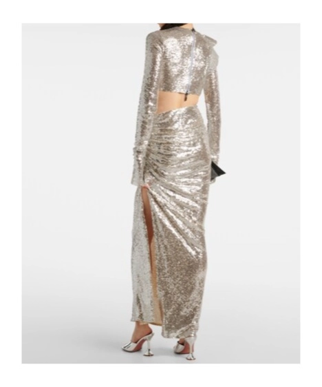 Maticevski Luna Draped Sequin Maxi Skirt