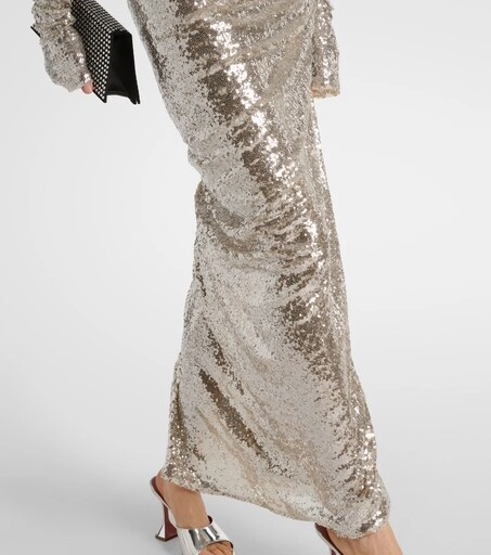 Maticevski Luna Draped Sequin Maxi Skirt