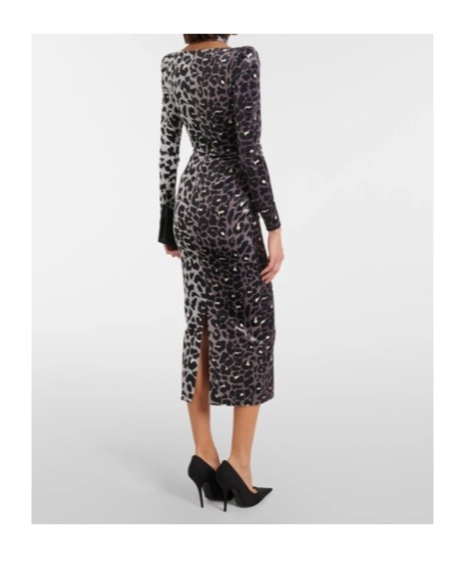 Alex Perry Leopard-print Velvet Midi Dress