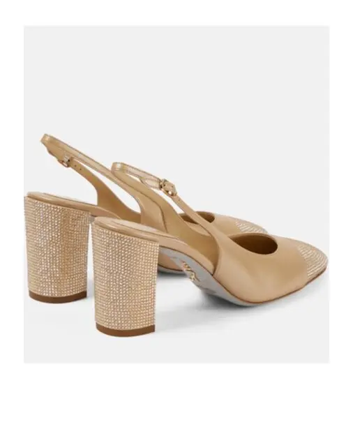 Rene Caovilla Embellished Leather Slingback Pumps