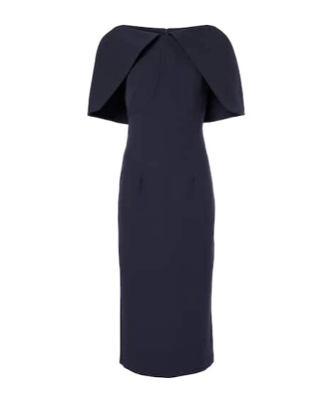 SAFIYAA LONDON Asymmetrical Neckline Draped Midi Dress